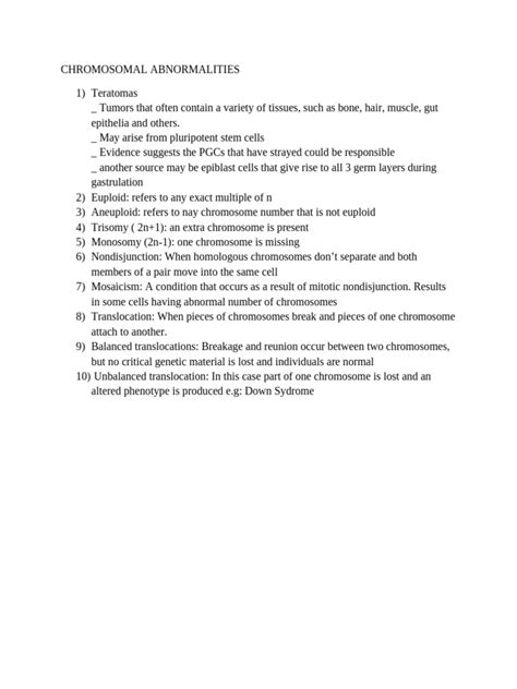 Chromosomal Abnormalities Pdf