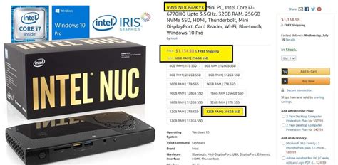 Intel NUC NUC I KYK Mini PC HTPC With Windows Professional Computers Tech Desktops On
