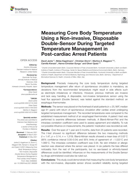 Pdf Measuring Core Body Temperature Using A Non Invasive Disposable