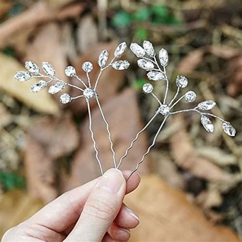 Yeilhile 2pcs Crystal Wedding Hair Pins Green Rhinestone