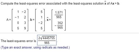Solved Compute The Least Squares Error Associated With The Chegg