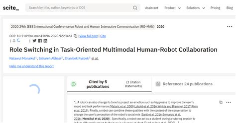 Citation Report Role Switching In Task Oriented Multimodal Human