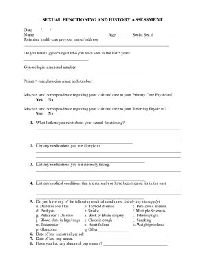 Fillable Online SEXUAL FUNCTIONING AND HISTORY ASSESSMENT Fax Email Print PdfFiller