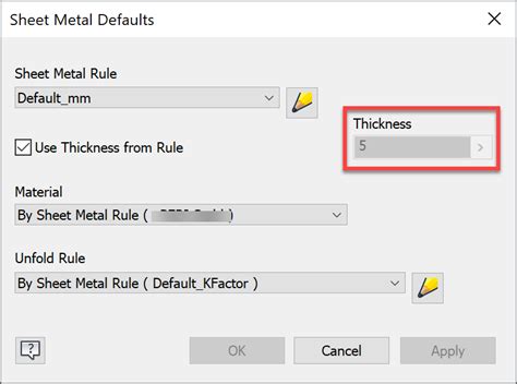 sheet metal face command leads to different thickness than defined by sheet metal rule in inventor