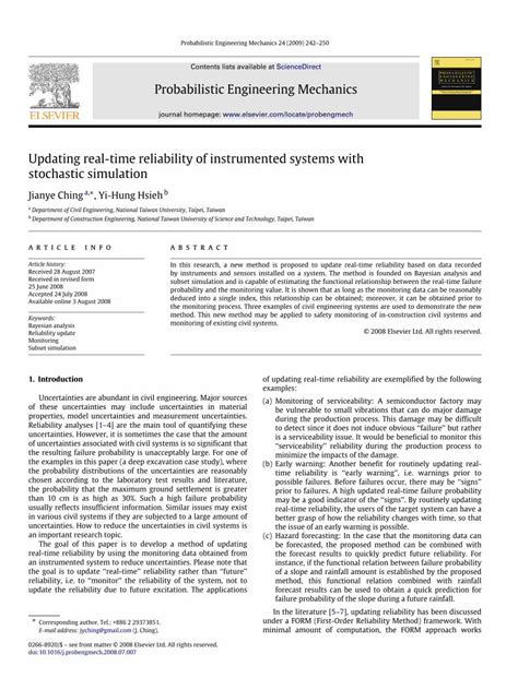 Pdf Updating Real Time Reliability Of Instrumented Systems With Stochastic Simulation