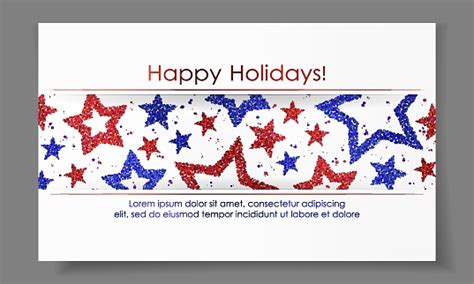 빨간색 파란색 반짝임 반짝이 그림자가 있는 흰 종이에 텍스트를 위한 공간이 있는 배너 벡터 그림입니다 포스터 결혼식 초대장