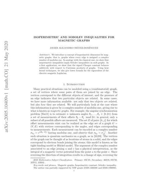 Pdf Isoperimetric And Sobolev Inequalities For Magnetic Graphs
