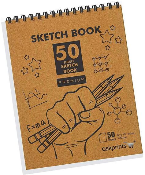 Askprints Top Spiral Bound Sketchpad For Artists 50 Sheet Kraft Cover