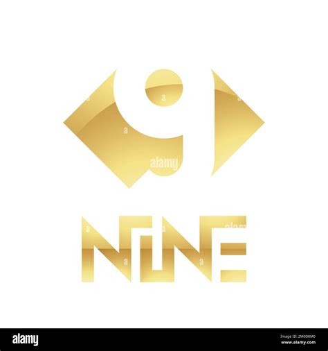 Golden Symbol For Number 9 On A White Background Icon 1 Stock Vector