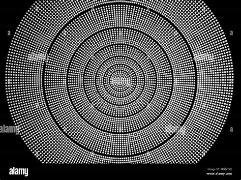 Circular Geometric Drawing That Creates Optical Effects Several Concentric Circles Filled With