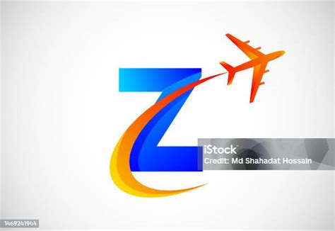 Swoosh와 비행기 로고 디자인이 있는 이니셜 Z 알파벳 여행사 또는 비즈니스에 적합 0명에 대한 스톡 벡터 아트 및 기타 이미지 0명 가상현실 개념 Istock