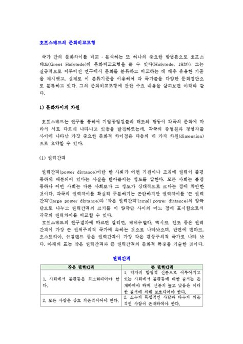 홉스테드 문화비교모형 호프스테드의 문화비교 모형 경제경영