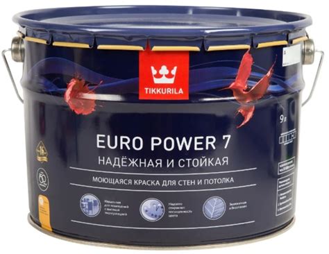 Краска Tikkurila Euro Power 7 Гладкая, Водно-дисперсионная, Полуматовое ...