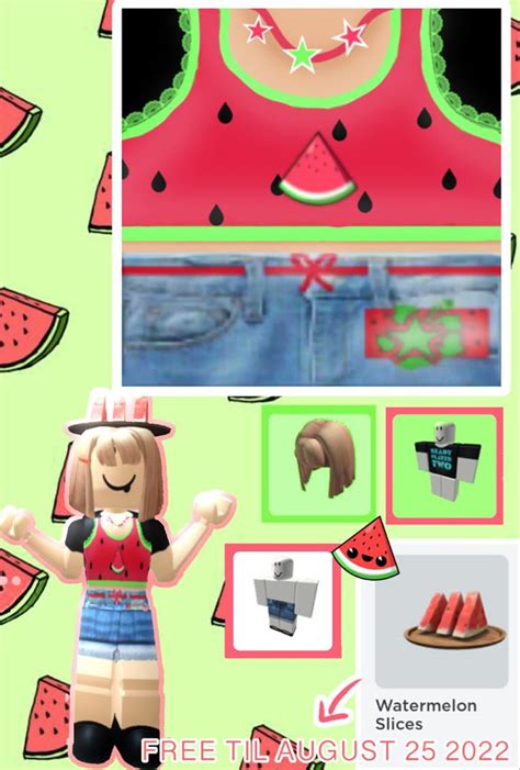 Free Roblox T Shirt Watermelon Matching Particle Hat 🍉 Roblox Shirt