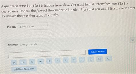 Solved A Quadratic Function Fx Is Hidden From View You Must Find