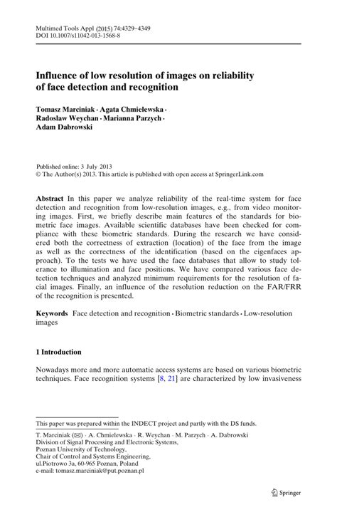 PDF Face Recognition From Low Resolution Images