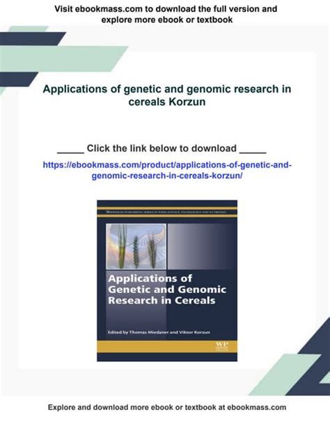 Applications Of Genetic And Genomic Research In Cereals Korzun Pdf