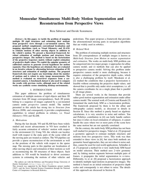 pdf monocular simultaneous multi body motion segmentation and
