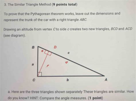 solved 3 the similar triangle method 9 points total to prove that
