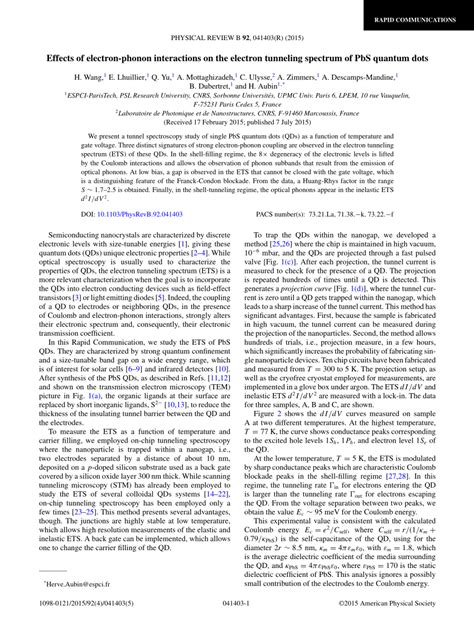 Pdf Effects Of Electron Phonon Interactions On The Electron Tunneling