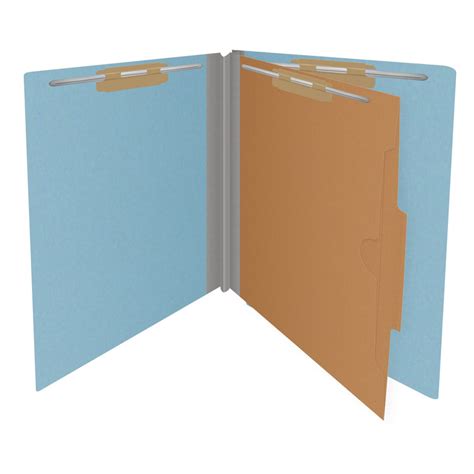Blue Letter Size End Tab One Pocket Divider Classification Folder With Dove Gray Tyvek