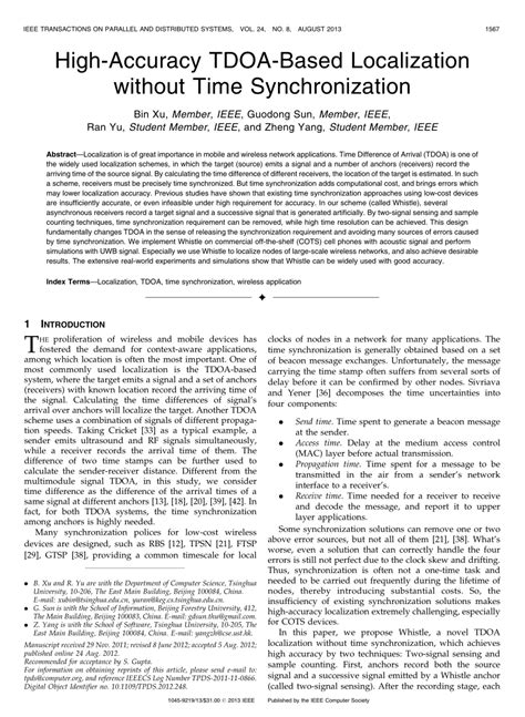 pdf high accuracy tdoa based localization without time synchronization
