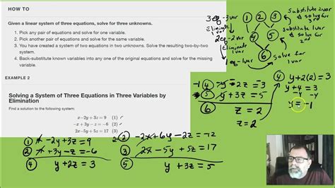 7 2 systems of linear equations three variables youtube