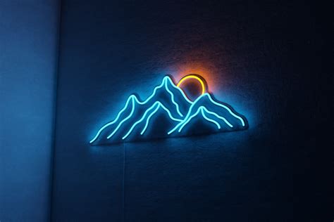 Горы и солнце - Неоновые вывески FLIX NEON