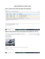 Capturing Packets Wireshark Docx Capturing Packets In Wire Shark Step Open Wire Shark And