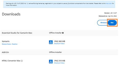 Mac Process For Syncfusion Essential Studio Aspnet Core Ej2