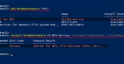 Microsoft Powershell Windows 2016 Install And Configure Nfs Server