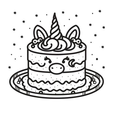 Coloring Pages Unicorn Cake Pin Unicorn Coloring Page With Birthday