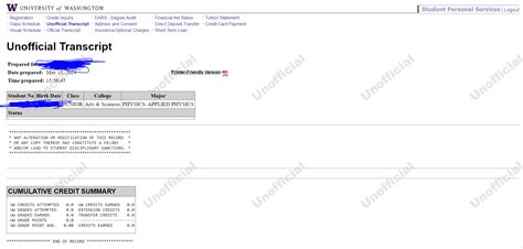 Unofficial Transcript Trick Worked But Wrong Info R Udub