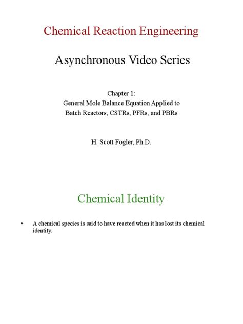 chemical reaction engineering asynchronous video series pdf