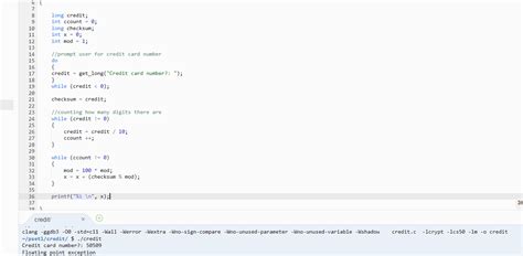 Creditc Floating Point Exception Rcs50