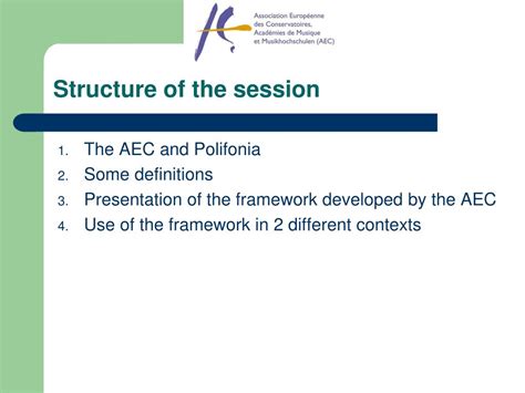 ppt presentation of the aec framework document and of its use in