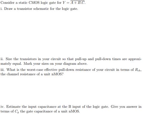 Solved Consider A Static CMOS Logic Gate For Y A B C I Chegg Com
