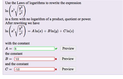 Solved Use The Laws Of Logarithms To Rewrite The Expression Chegg Com
