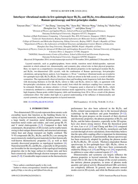 Pdf Interlayer Vibrational Modes In Few Quintuple Layer Bi 2 Te 3 And