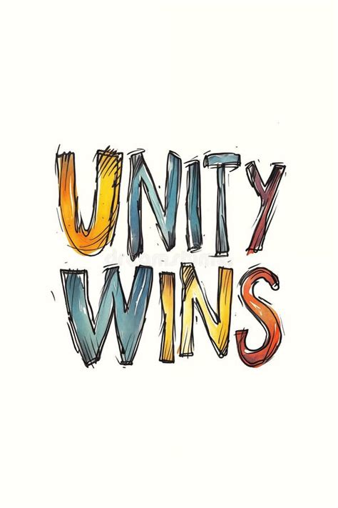 Unity Wins Hand Drawn Text Illustration Scratchy Colorful Letters On Unity Wins Hand Drawn Text Illustration Scratchy Colorful Letters On