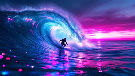 Free Neon Wave Rider Image Cyberpunk Surfing Neon Download At