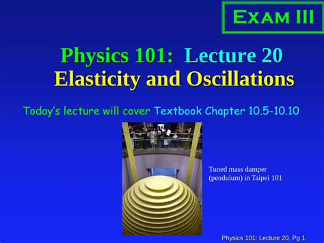 Pdf Physics 101 Lecture 20 Elasticity And Oscillations · Pdf