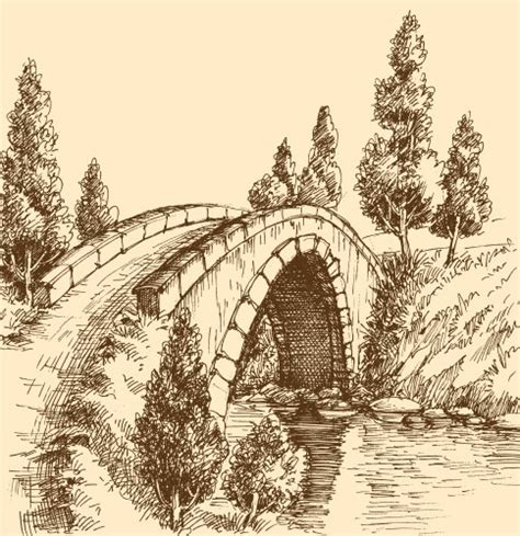 Arch Bridge Sketches Vector Images Over
