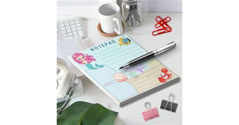 Under The Sea Mermaid Crab Fish Pearl Shell Themed Notepad Zazzle