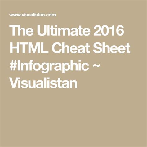 The Ultimate Html Cheat Sheet