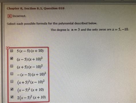 Solved Chapter 8 Section 8 3 Question 018 X Incorrect