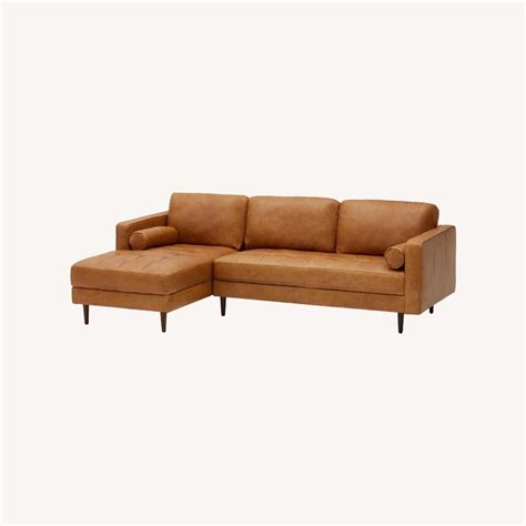 Structube Leather Sectional Sofa Aptdeco