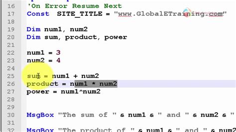 Vb Scripting Operators Youtube