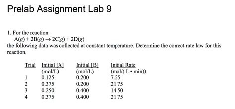 Solved Prelab Assignment Lab 9 1 For The Reaction Ag