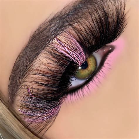 Fantasy Pink Glitter Color Lashes Strip Lashes With Glitter Pink